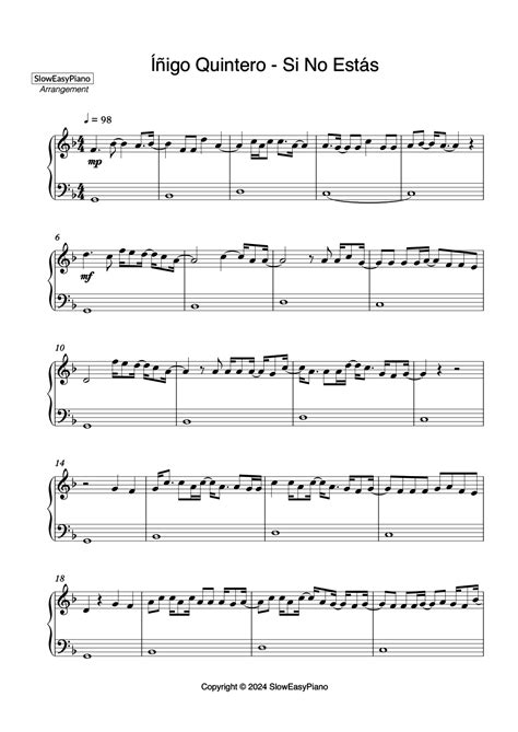 Íñigo Quintero Si No Estás EASY Claivert s Piano x SlowEasyPiano