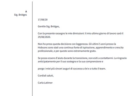 Fac Simile Lettera Dimissioni