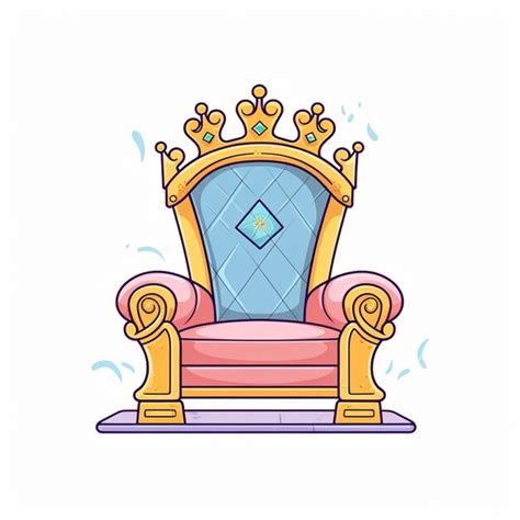 Una ilustración de dibujos animados de una silla con una corona encima