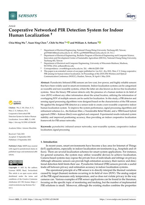 pdf cooperative networked pir detection system for indoor human localization