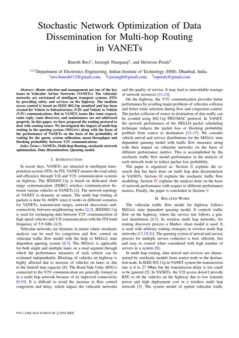 pdf stochastic network optimization of data dissemination for multi hop routing in vanets