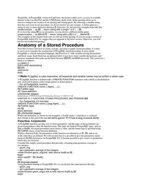 anatomy of a stored procedure function arguments pdf parameter computer programming