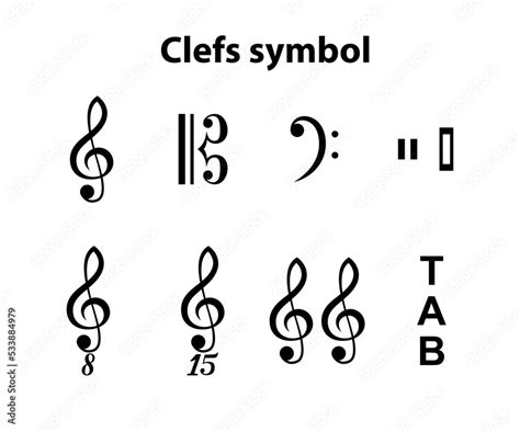 Clefs Symbol Vector Silhouette Black Color Isolated On White Background