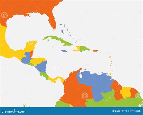Political Map Of Central American And Caribbean Cartoon Vector