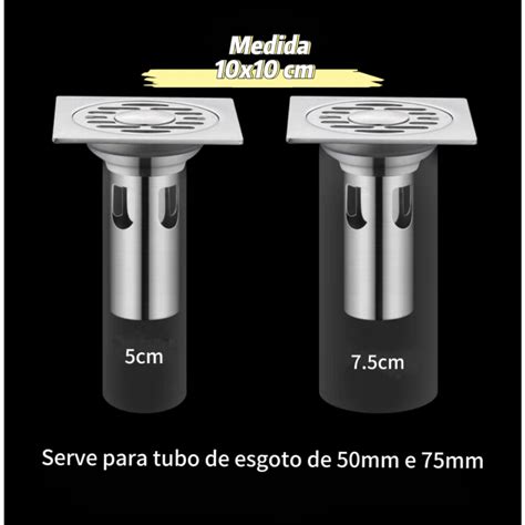 Ralo Inox Grelha Quadrado Filtro 10x10cm 2MM Espessura Resistente A