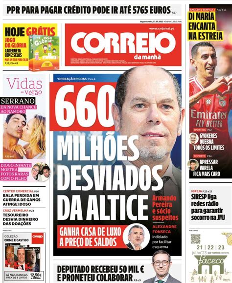 Capa Correio da Manhã 17 julho 2023 capasjornais pt