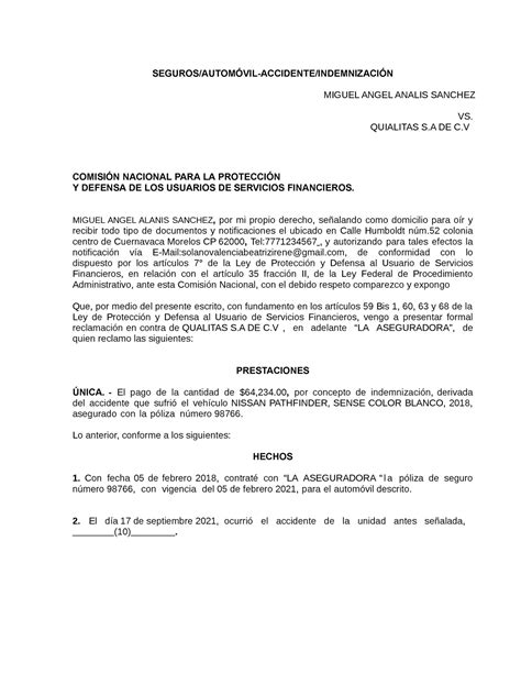 Total Imagen Modelo De Escrito De Queja Ante La Condusef Abzlocal Mx