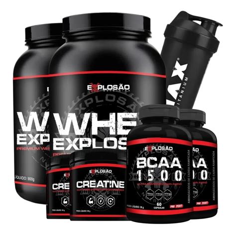 Combo Duplo Whey Proten 2x Bcaa 2x Creatina Shakeira Explosão