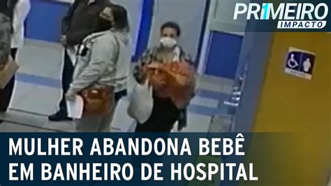 Mulher é flagrada entrando em banheiro de hospital para abandonar bebê