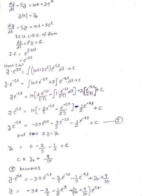 [solved] consider the initial value problem y′−5y 10t 2et y 0 y0 a course hero