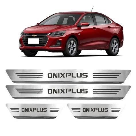 Jogo Soleira Protetor de Porta Aço Inox Onix Plus Premier 2020 2021