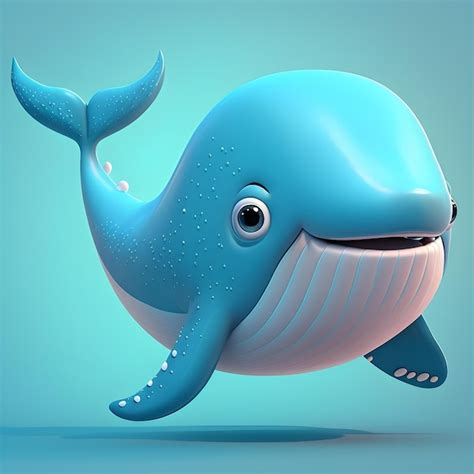 Súper linda ballena pequeña representada al estilo de dibujos animados