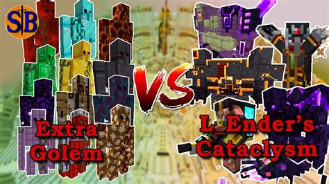 Extra Golems Team VS L Ender S Cataclysm Full Mod Fight Minecraft
