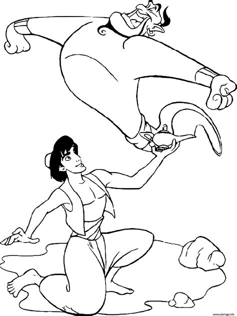 Coloriage Aladdin Delivre Le Genie JeColorie