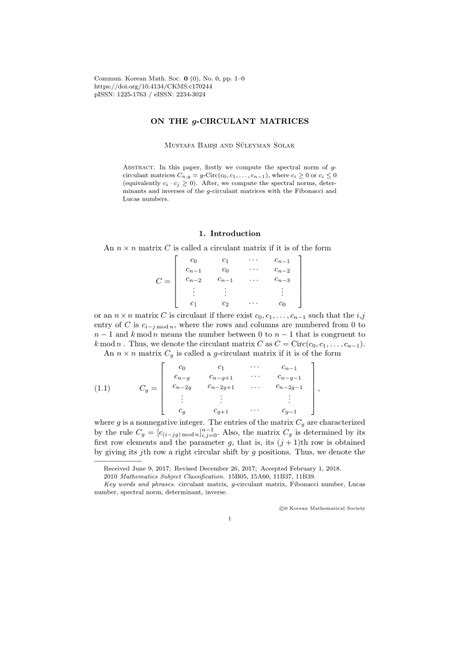 eigenvalues of circulant matrix