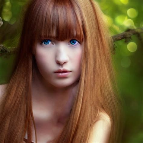 Girl Supper Relistic Ginger Forest Beautiful Eyes Breast Detai