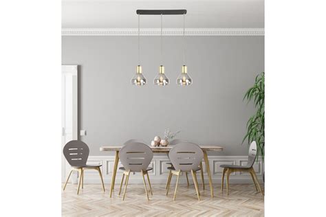 Lampa wisząca GREGORY czarny brąz 3x40W E14 klosz dymiony Bricomarche pl