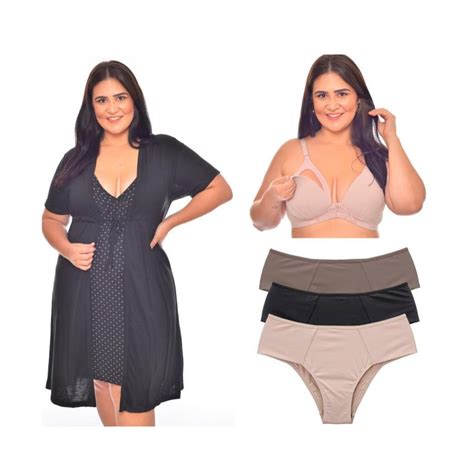 Kit Camisola Gestante Robe P S Parto Amamenta O Maternidade Suti