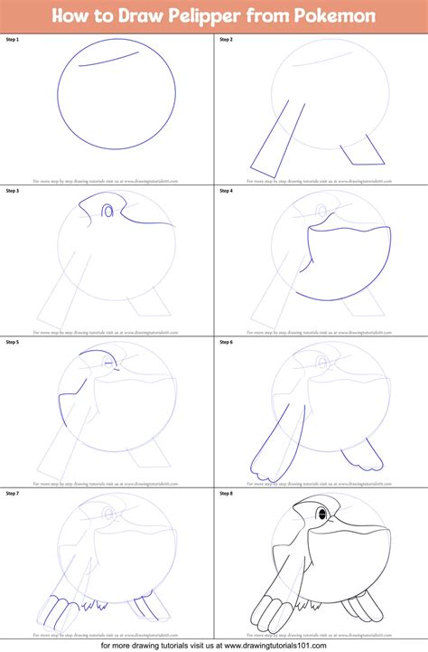 How To Draw Pelipper From Pokemon Printable Step By Step Drawing Sheet