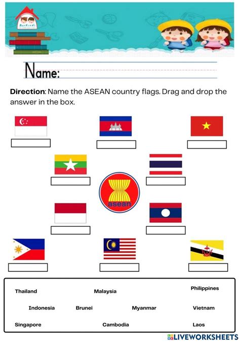 Asean Flags Worksheet