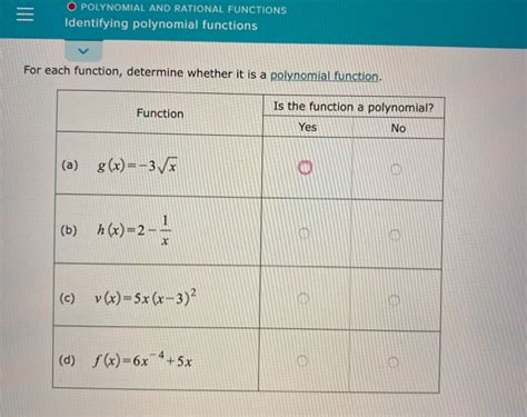 solved o polynomial and rational functions identifying