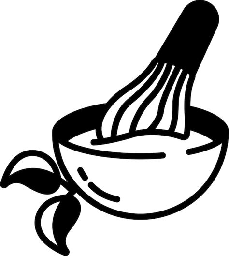 Ilustración de glifo de té Matcha y vector de líneas Vector Premium
