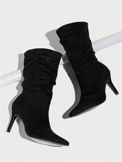 Botas de invierno para mujer con tacón delgado y punta puntiaguda
