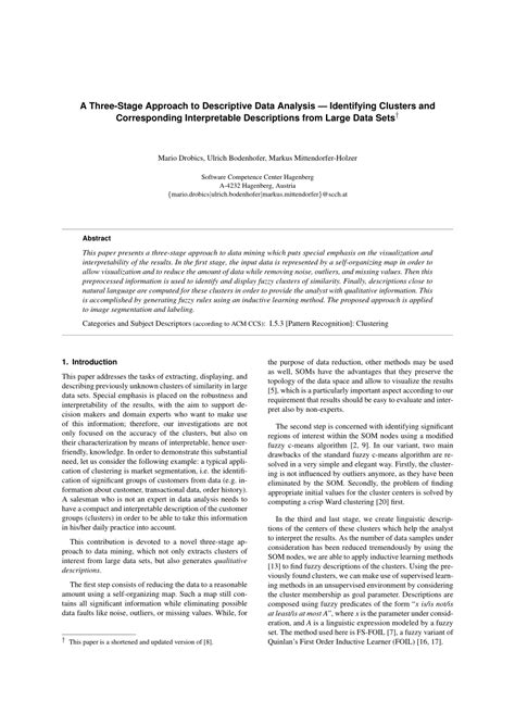 pdf a three stage approach to descriptive data analysis identifying clusters and