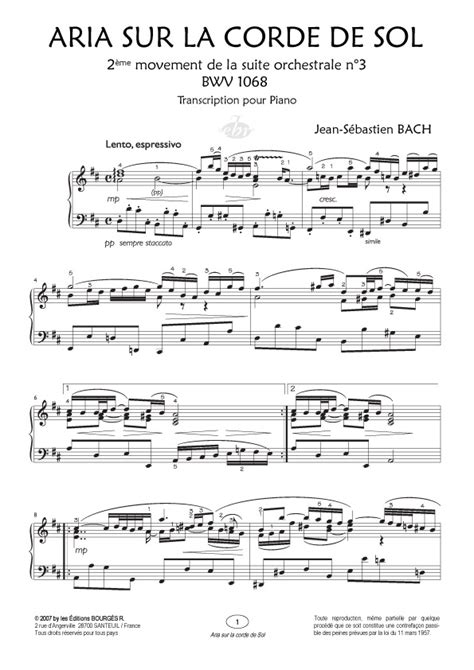 Bach Aria Suite N3 En Re Majeur BWV 1068 Piano