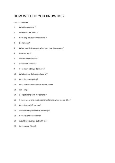 E4 Det How Well Do You Know Me Questionnaire Fun Questions To Ask