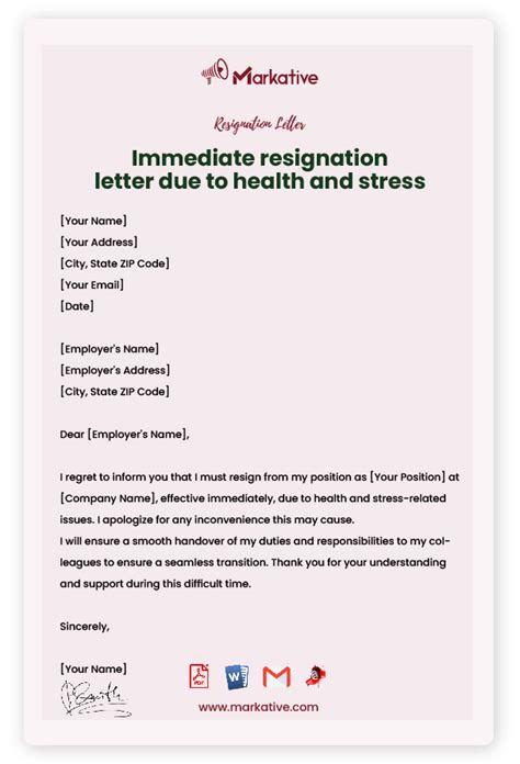 How To Write Perfect Resignation Letter Due To Health And Stress