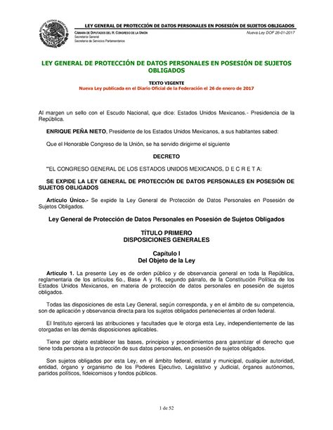Ley General de Protección de Datos Personales en Posesión de Sujetos