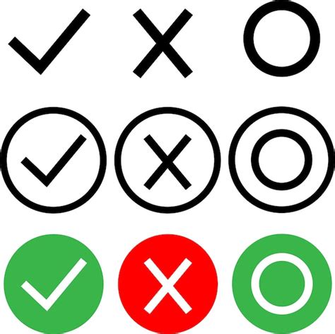 Premium Vector Green Check Mark Red Cross Mark Icon Set Isolated Tick
