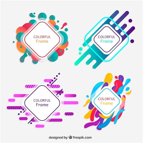 Colección de marcos coloridos con diseño plano Vector Gratis