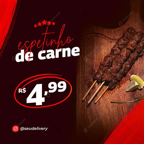 Espetinho de Carne Social Media PSD Editável download Designi
