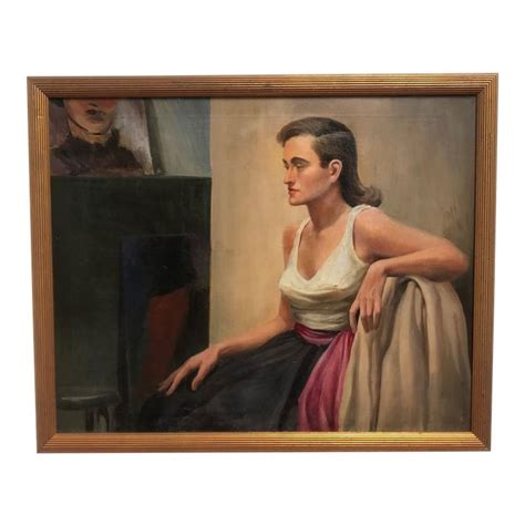 20th Century Realism Oil Painting On Canvas Of An Artist S Model Oil