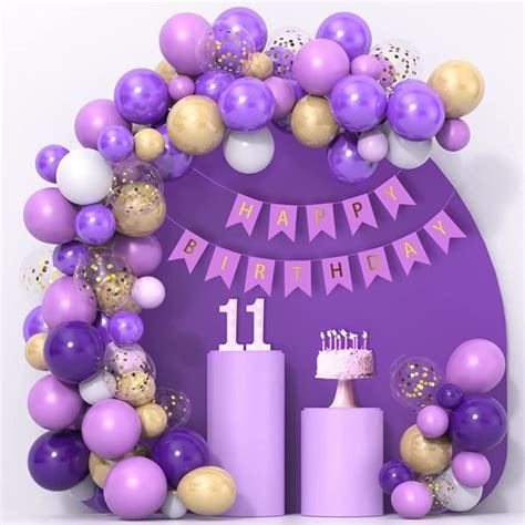 I4506 Arche Ballon Anniversaire Guirlande De Ballon Violet Or 125Pcs