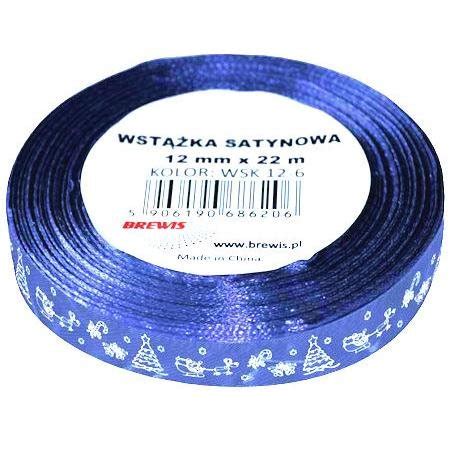 Wstążka Satynowa Świąteczna 12Mm X 22M Wsx 12 11 Brewis Granatowa