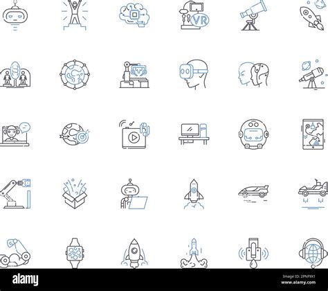 Modern Developments Line Icons Collection Innovation Progress