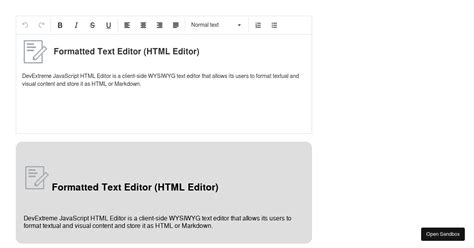 output formats devextreme html editor forked codesandbox
