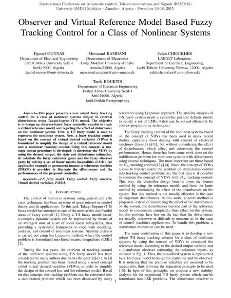 pdf observer and virtual reference model based fuzzy tracking control for a class of nonlinear