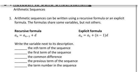 arithmetic sequences can be written using a recursive formula or an explicit formula the