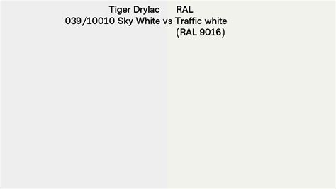 Tiger Drylac 039 10010 Sky White Vs RAL Traffic White RAL 9016 Side