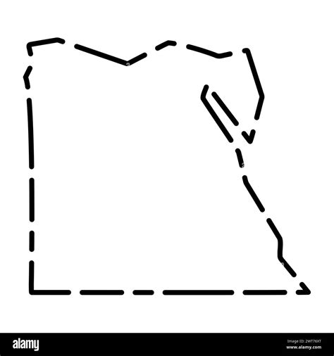 Egypt Country Simplified Map Black Broken Outline Contour On White