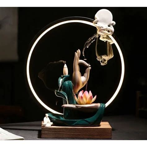 10 avec lumière LED Prise USB Brûleur d encens à reflux de main