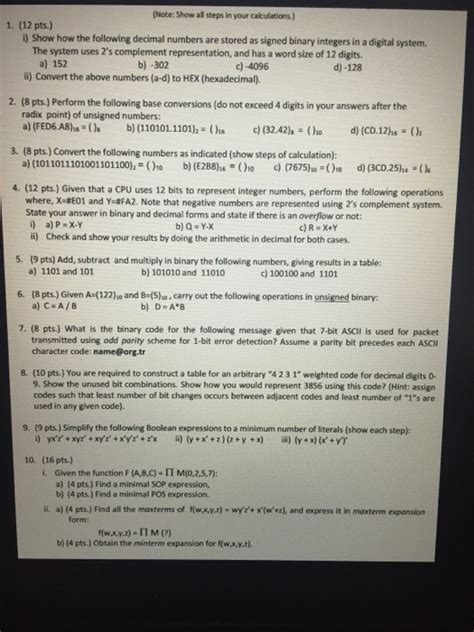 solved show how the following decimal numbers are stored as