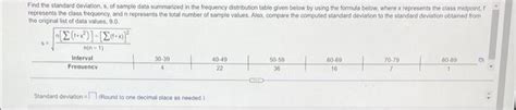 Solved Find The Standard Deviation S Of Sample Data Chegg