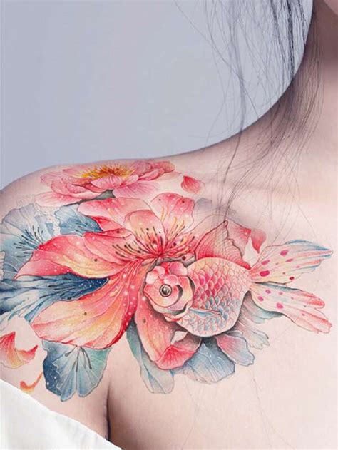 1 Feuille Sticker De Tatouages Waterproof Fleuri Mode En Ligne