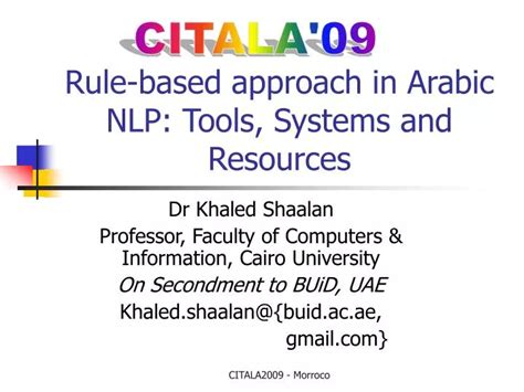 Ppt Rule Based Approach In Arabic Nlp Tools Systems And Resources