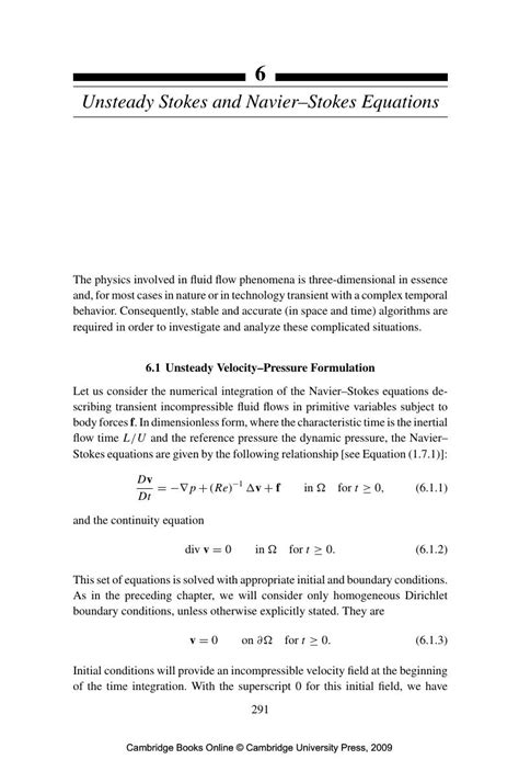 unsteady stokes and navier stokes equations chapter 6 high order methods for incompressible
